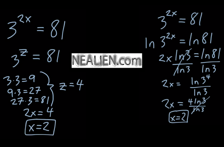 How do I solve 3^{2x}=81?